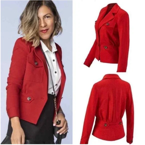 CAbi | Jackets & Coats | Cabi The Little Red Jacket Size 6 Women Blazer ...